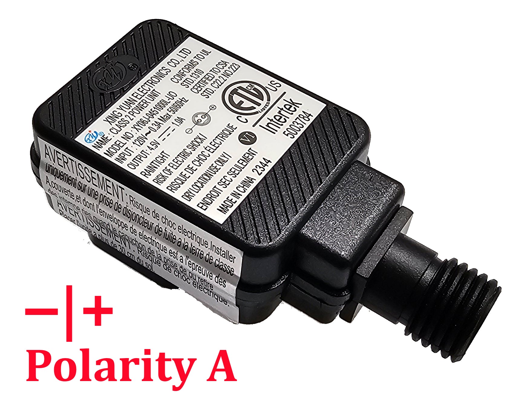 Xing Yuan 4.5v 1.0A Power Adapter Connection TIP A | INTERTEK 5003784 ...