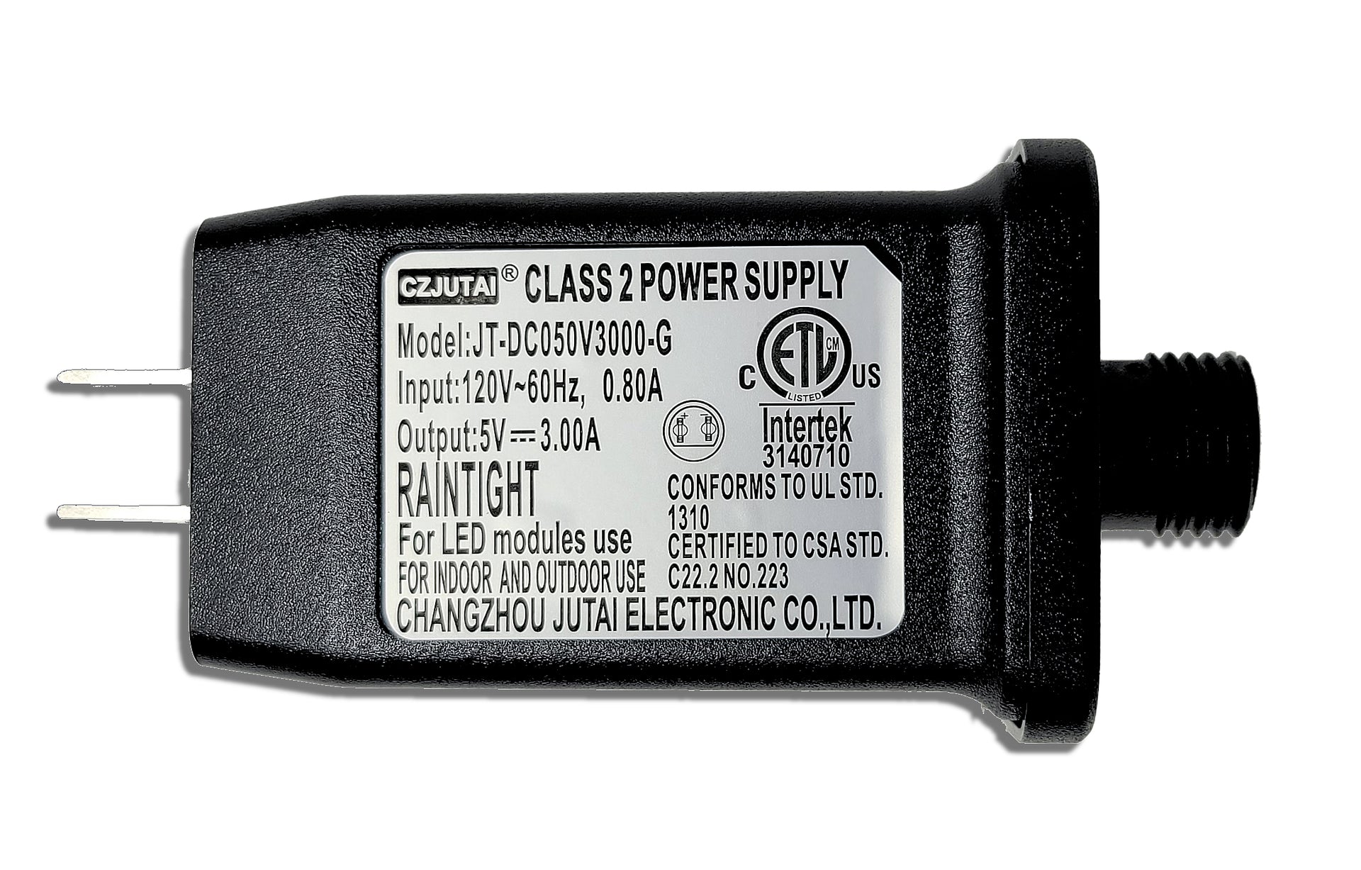 CZJUTAI 5 volt 3.00A LED Class 2 Power Supply Intertek 3140710 JT-DC05 ...