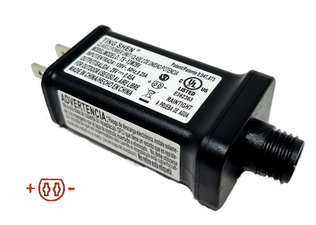 Replacement Power Adapter TING SHEN TS-13W29V A +|- – Spectrum Laser Lights