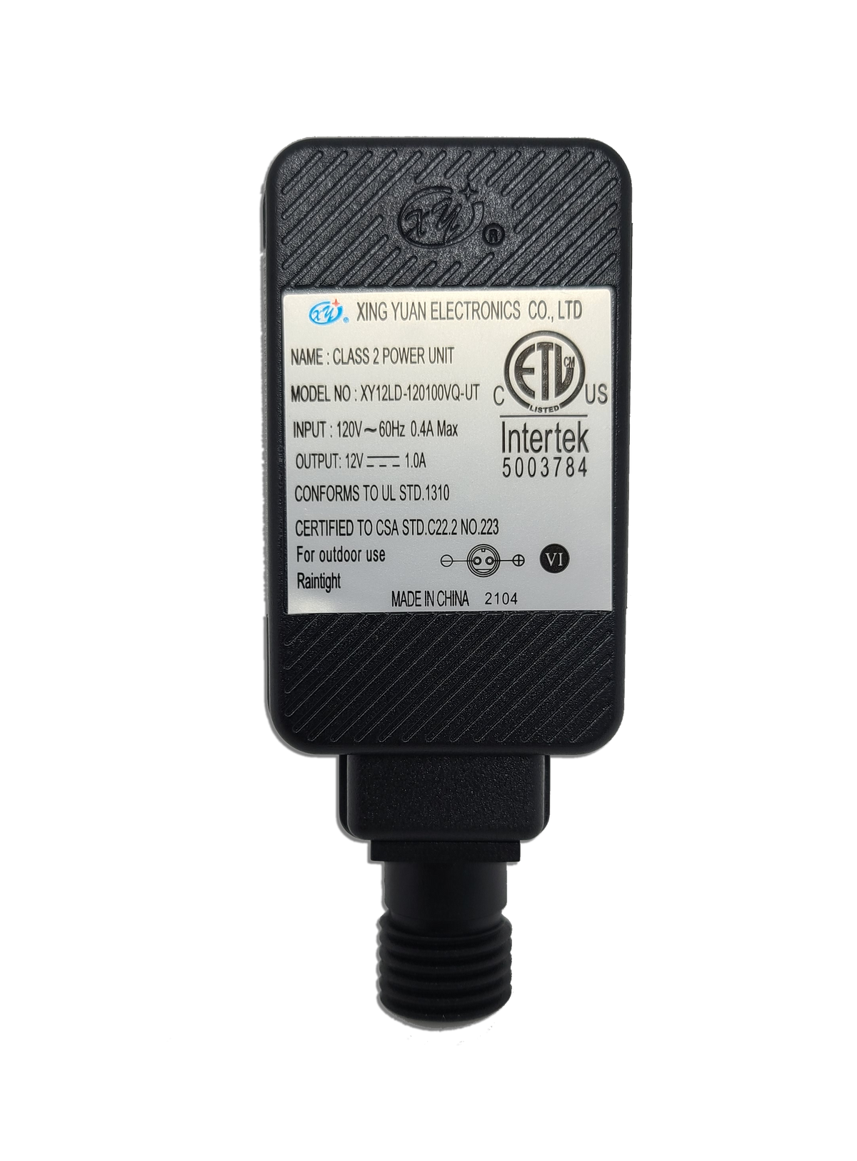 Xing Yuan 12v 1.0A Power Adapter Connection TIP A | INTERTEK 5003784 X ...